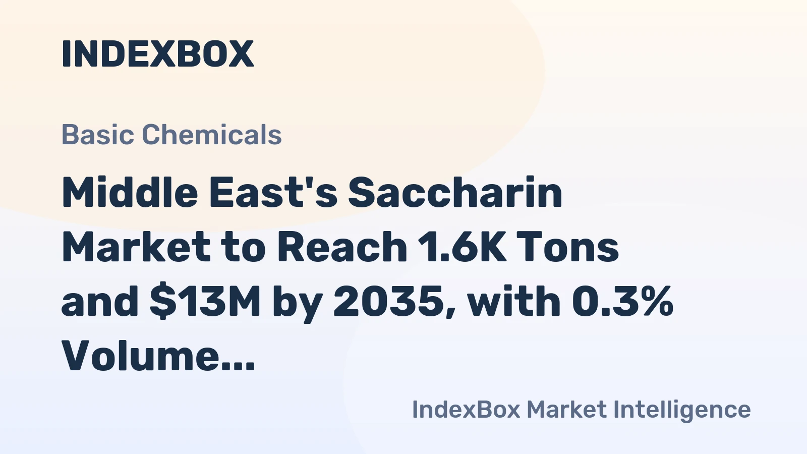 Middle East's Saccharin Market to Reach 1.6K Tons and $13M by 2035, with 0.3% Volume Growth