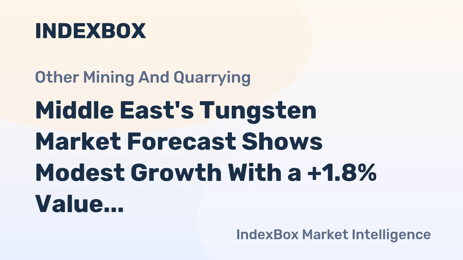 Middle East's Tungsten Market Forecast Shows Modest Growth With a +1.8% Value CAGR
