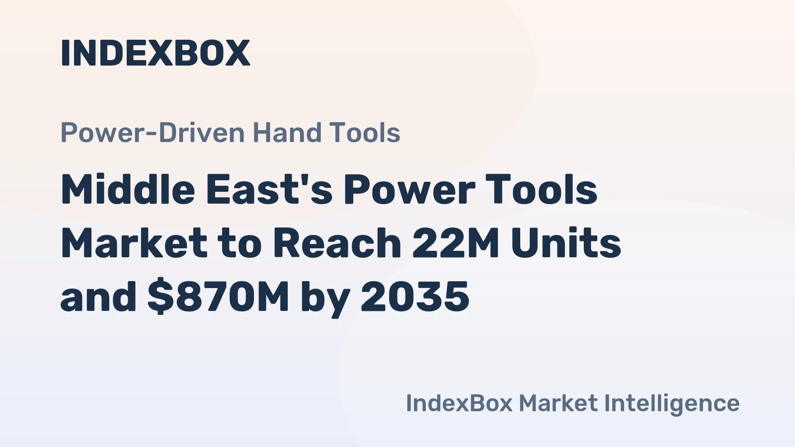 Middle East's Power Tools Market to Reach 22M Units and $870M by 2035