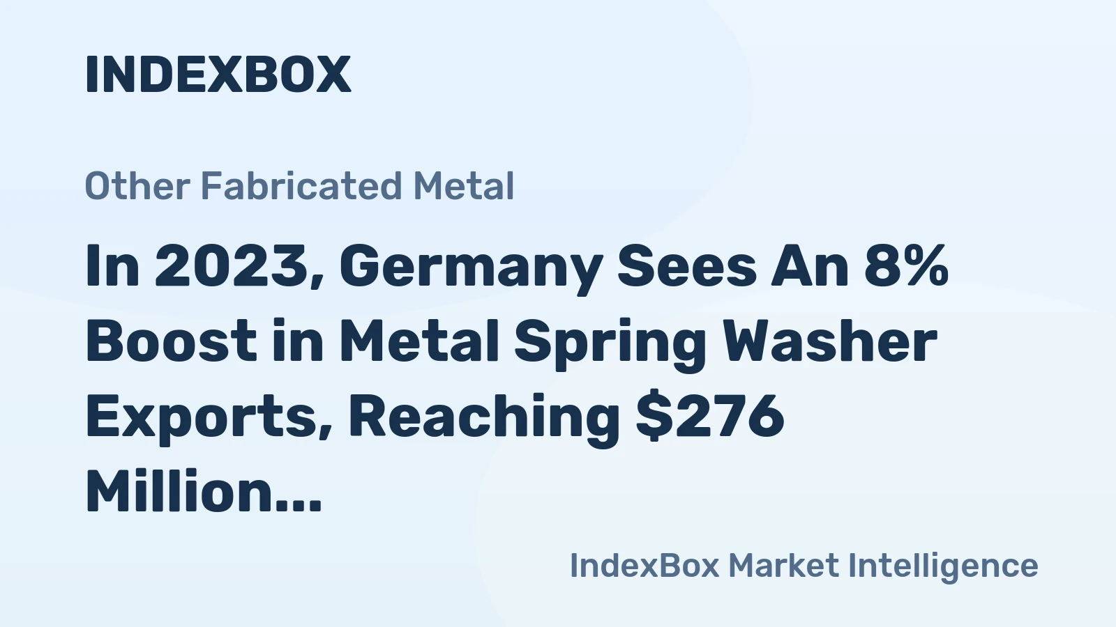 In 2023, Germany Sees An 8% Boost in Metal Spring Washer Exports, Reaching $276 Million.