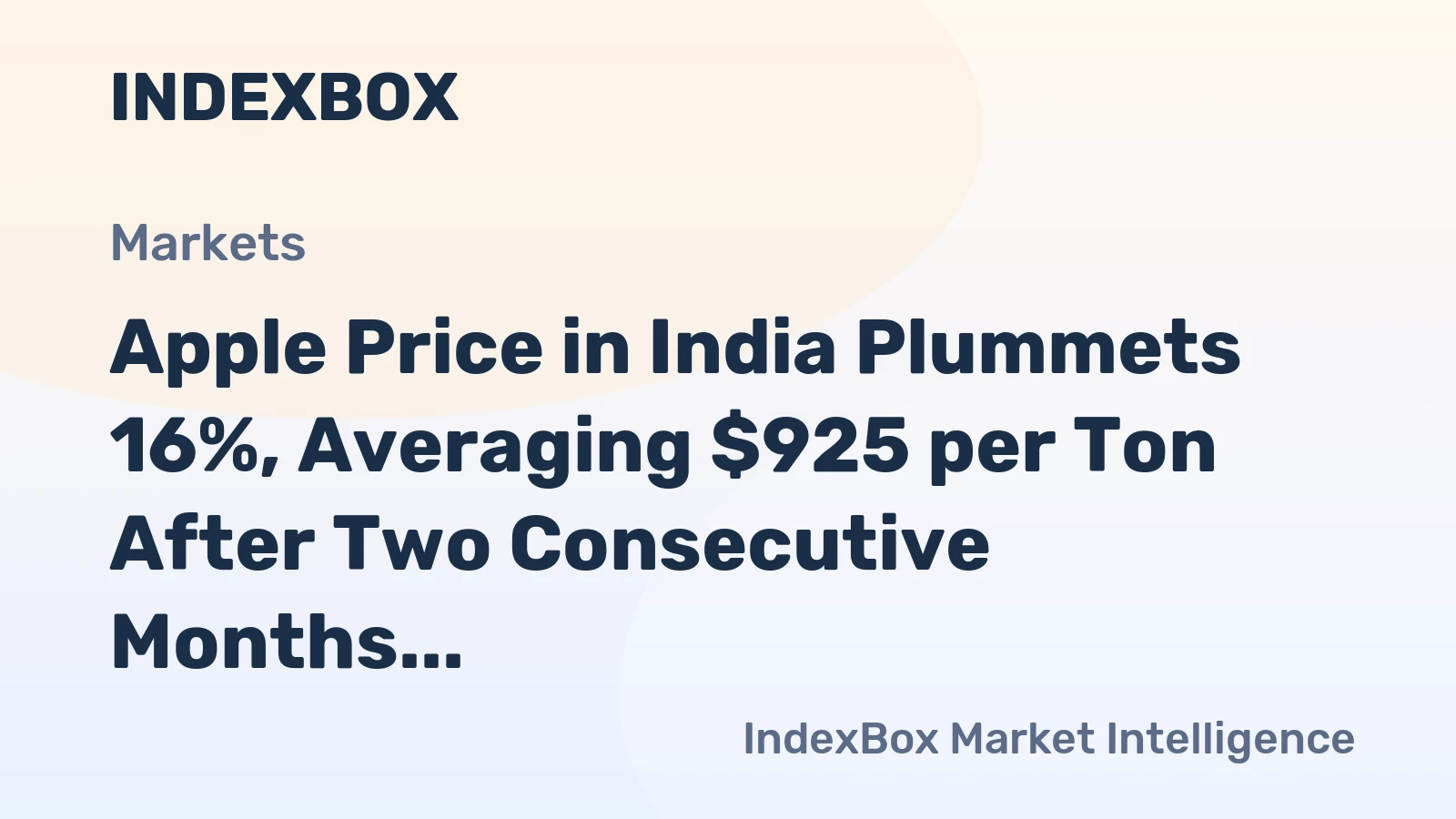 Apple Price in India Plummets 16%, Averaging $925 per Ton After Two Consecutive Months of Decline
