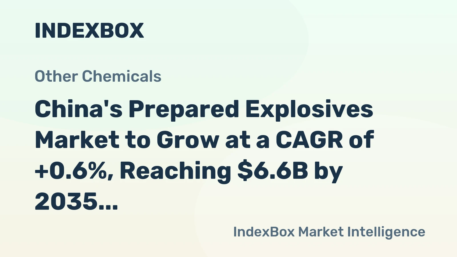 China's Prepared Explosives Market to Grow at a CAGR of +0.6%, Reaching $6.6B by 2035