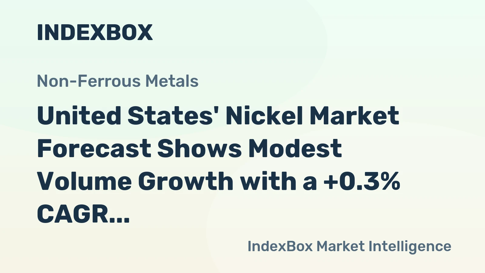 United States' Nickel Market Forecast Shows Modest Volume Growth with a +0.3% CAGR Through 2035