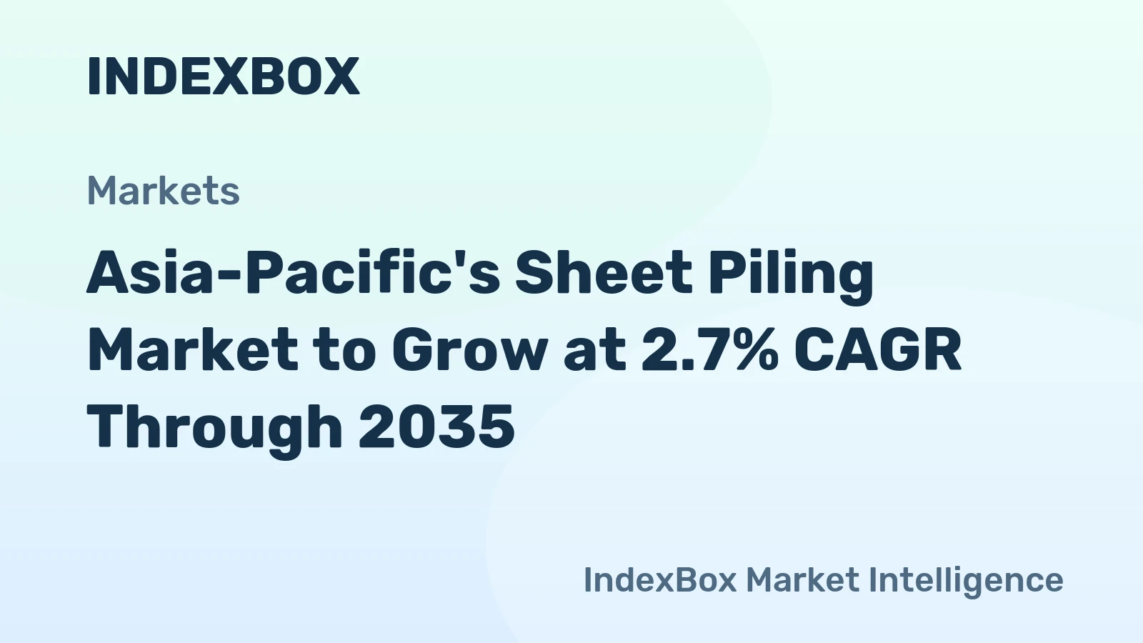 Asia-Pacific's Sheet Piling Market to Grow at 2.7% CAGR Through 2035