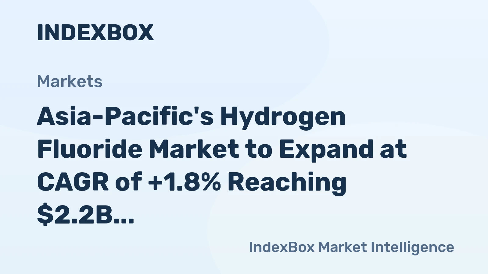 Asia-Pacific's Hydrogen Fluoride Market to Expand at CAGR of +1.8% Reaching $2.2B by 2035