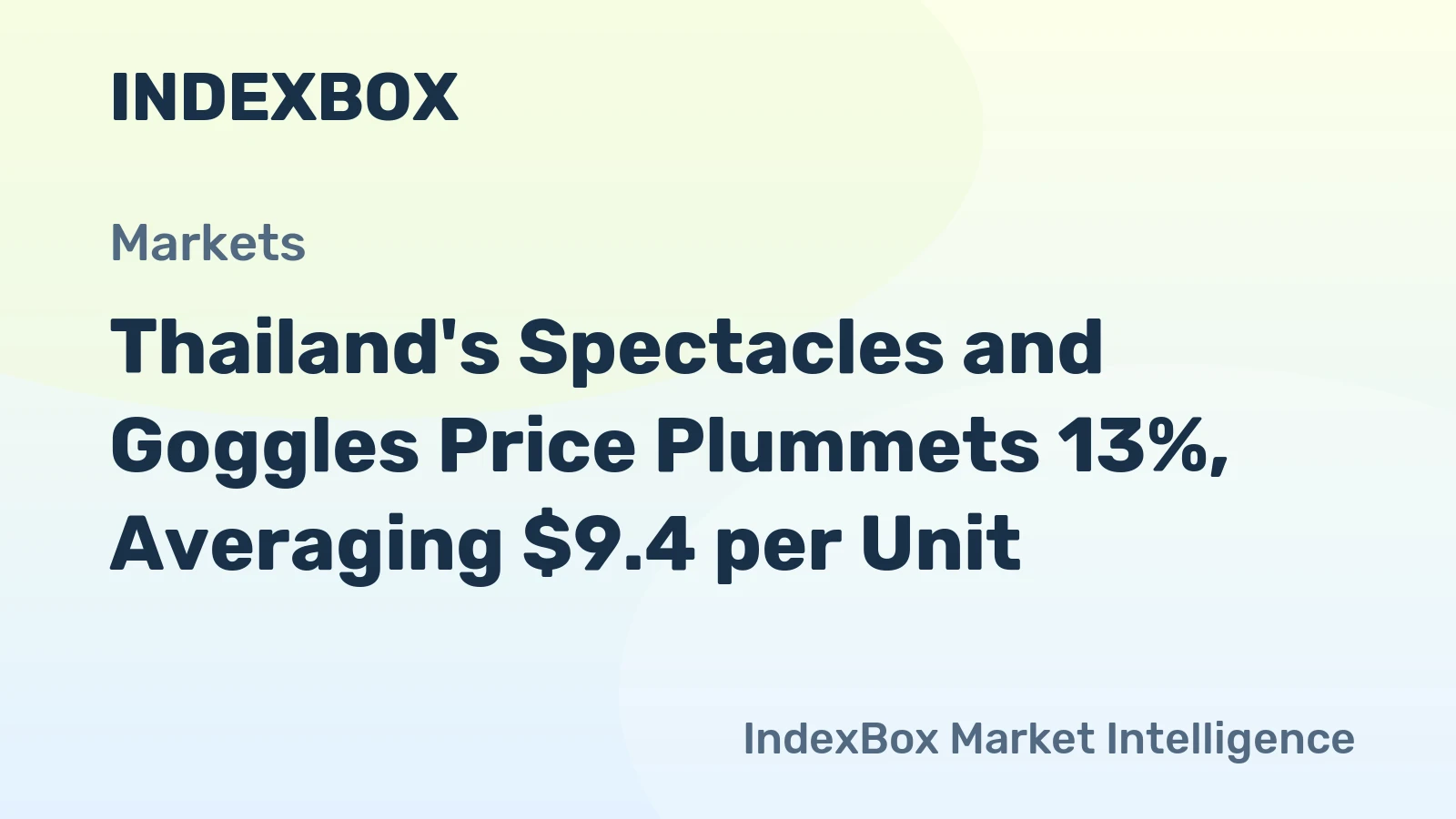 Thailand's Spectacles and Goggles Price Plummets 13%, Averaging $9.4 per Unit