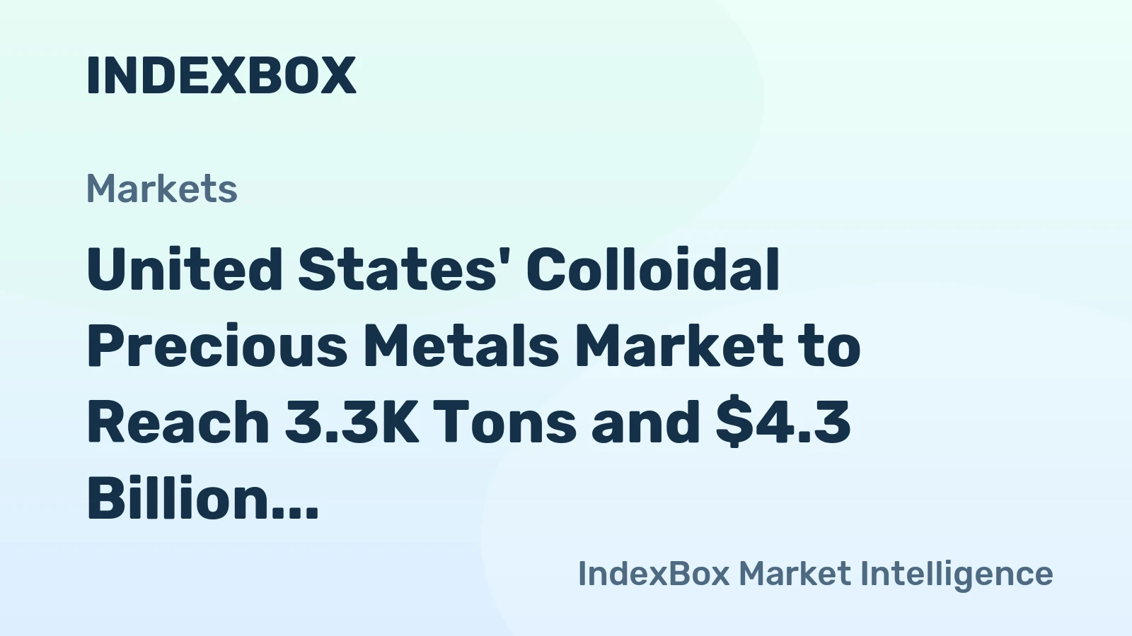 United States' Colloidal Precious Metals Market to Reach 3.3K Tons and $4.3 Billion by 2035