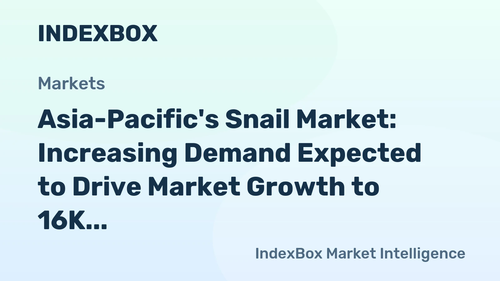 Asia-Pacific's Snail Market: Increasing Demand Expected to Drive Market Growth to 16K tons by 2035, Valued at $87M