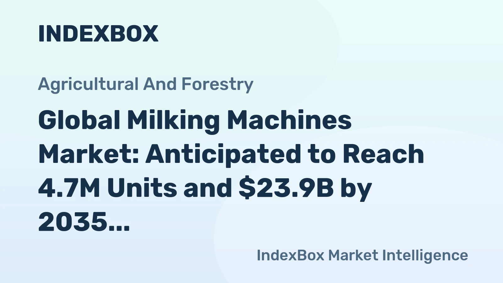 Global Milking Machines Market: Anticipated to Reach 4.7M Units and $23.9B by 2035
