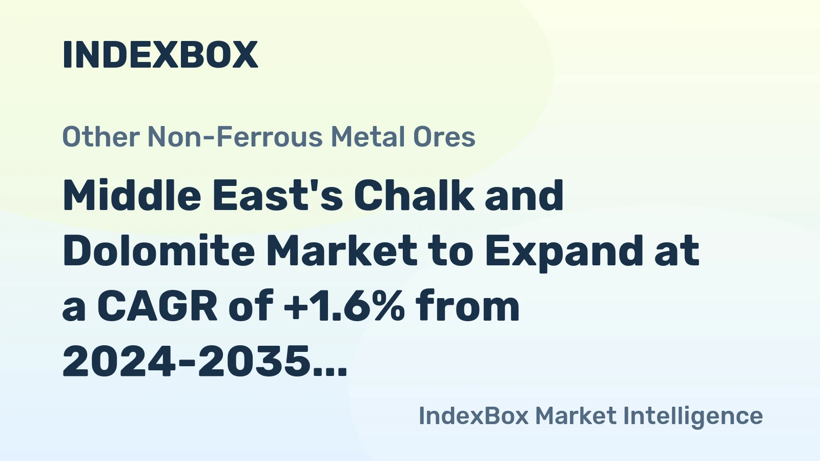 Middle East's Chalk and Dolomite Market to Expand at a CAGR of +1.6% from 2024-2035, Reaching $1.2B Value