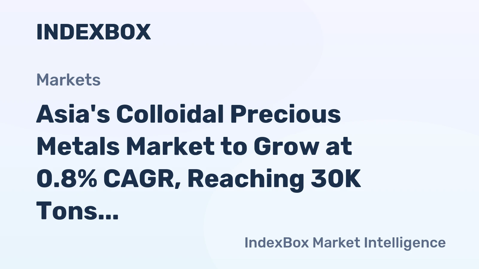 Asia's Colloidal Precious Metals Market to Grow at 0.8% CAGR, Reaching 30K Tons by 2035