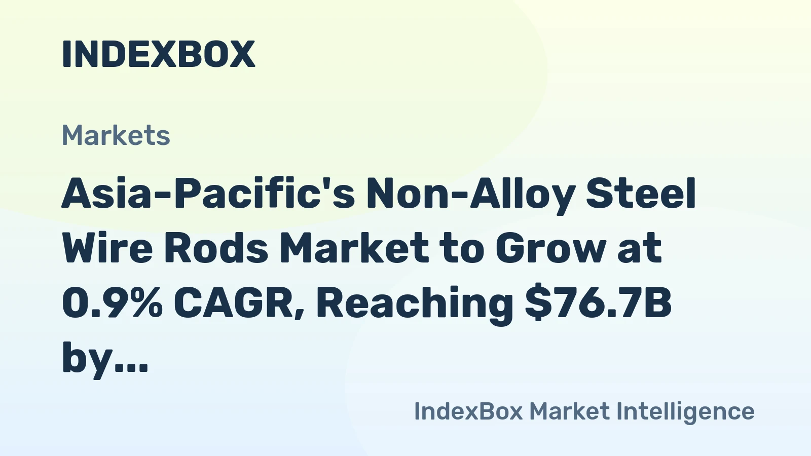 Asia-Pacific's Non-Alloy Steel Wire Rods Market to Grow at 0.9% CAGR, Reaching $76.7B by 2035