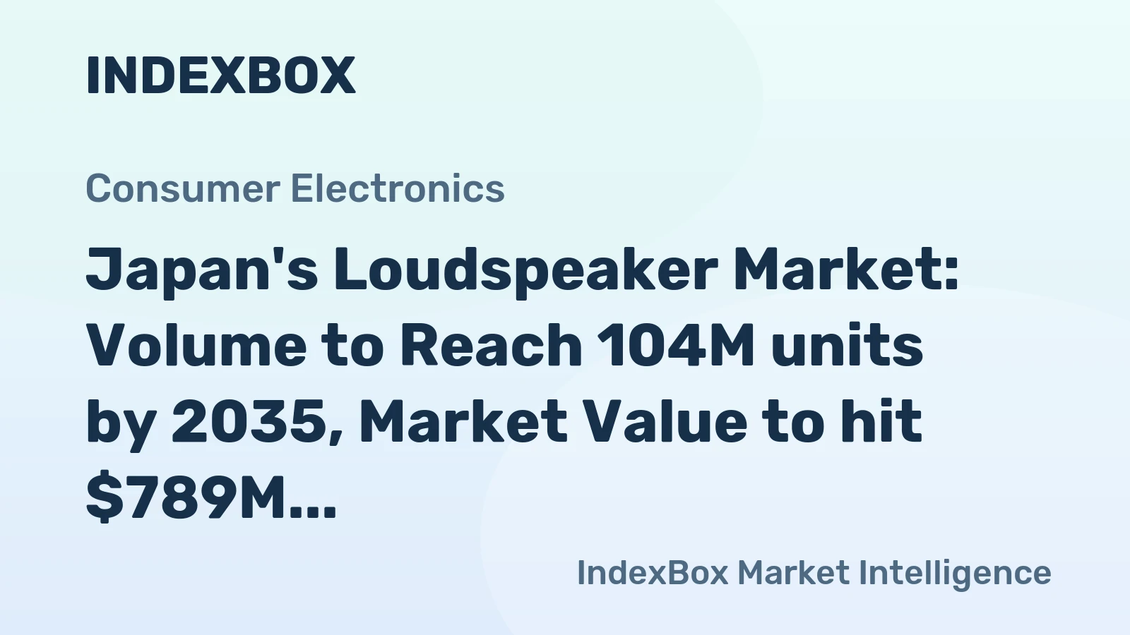 Japan's Loudspeaker Market: Volume to Reach 104M units by 2035, Market Value to hit $789M