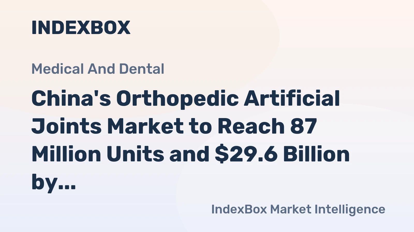 China's Orthopedic Artificial Joints Market to Reach 87 Million Units and $29.6 Billion by 2035