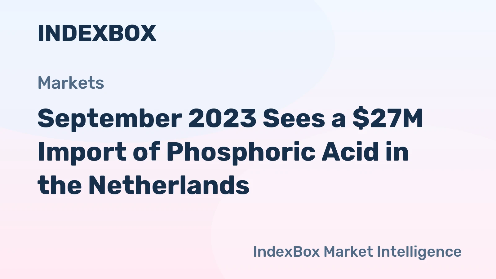 September 2023 Sees a $27M Import of Phosphoric Acid in the Netherlands