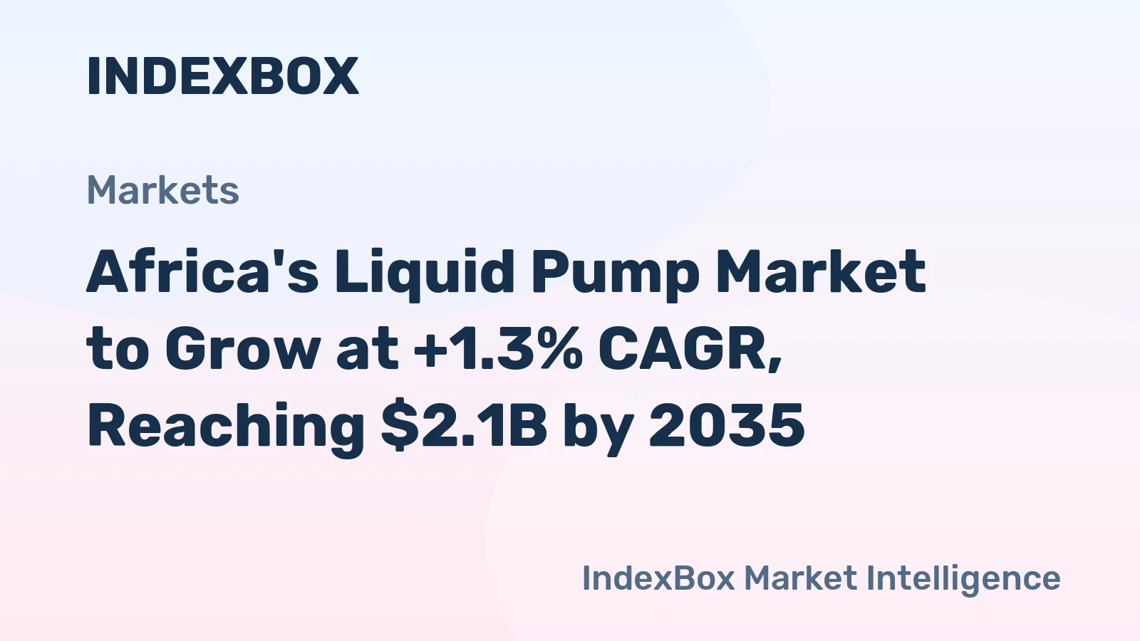 Africa's Liquid Pump Market to Grow at +1.3% CAGR, Reaching $2.1B by 2035