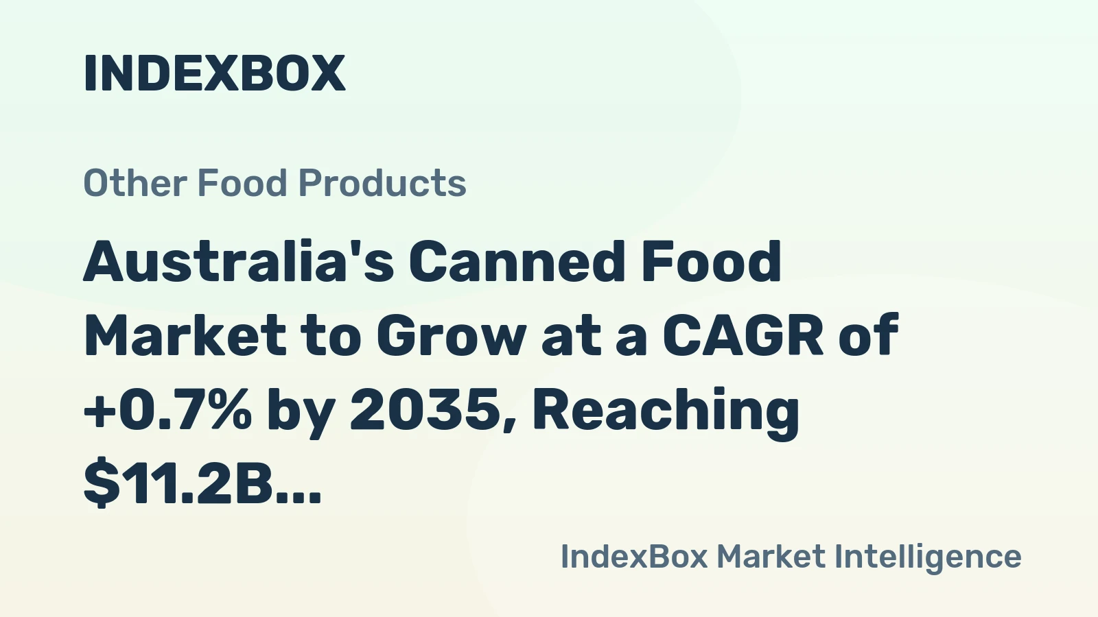 Australia's Canned Food Market to Grow at a CAGR of +0.7% by 2035, Reaching $11.2B in Value