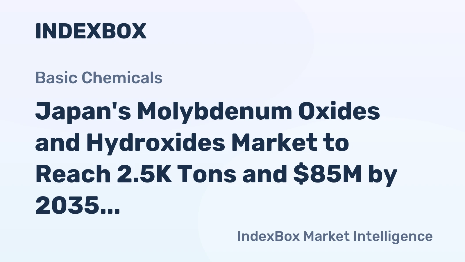 Japan's Molybdenum Oxides and Hydroxides Market to Reach 2.5K Tons and $85M by 2035