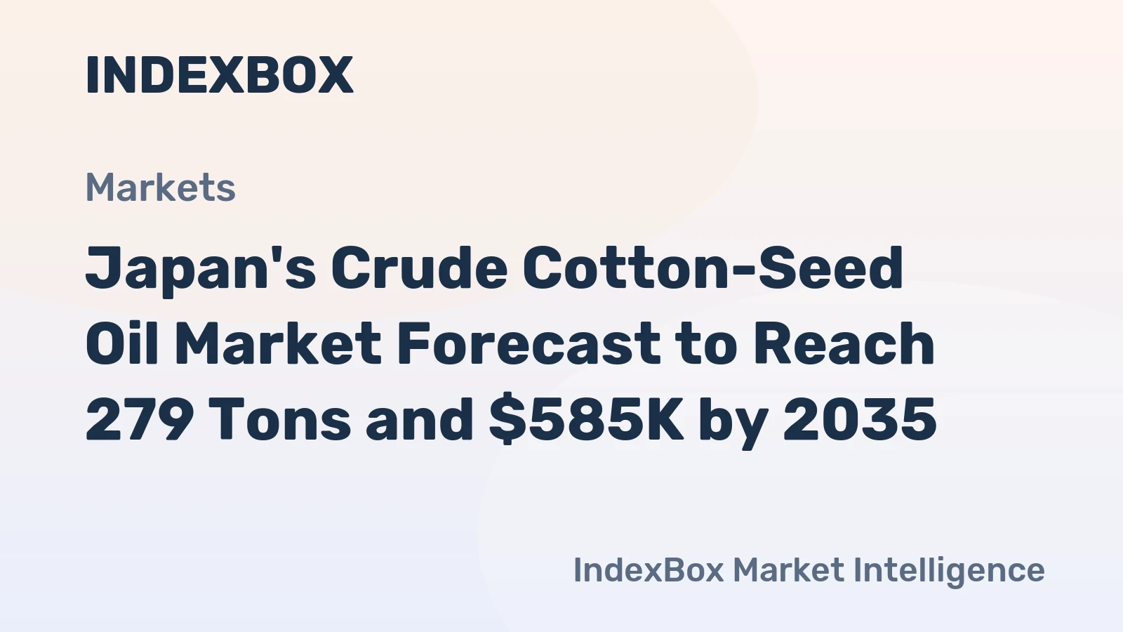 Japan's Crude Cotton-Seed Oil Market Forecast to Reach 279 Tons and $585K by 2035