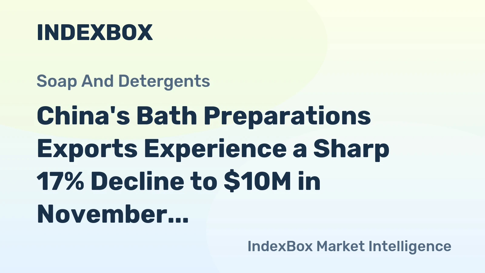 China's Bath Preparations Exports Experience a Sharp 17% Decline to $10M in November 2023