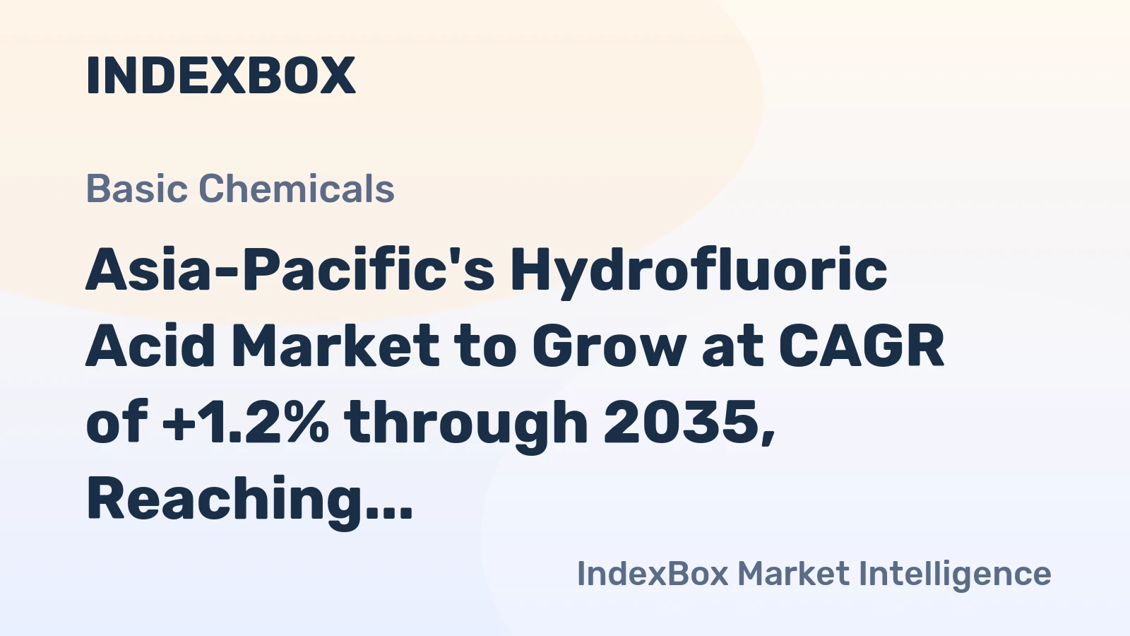 Asia-Pacific's Hydrofluoric Acid Market to Grow at CAGR of +1.2% through 2035, Reaching $2.2B in Value