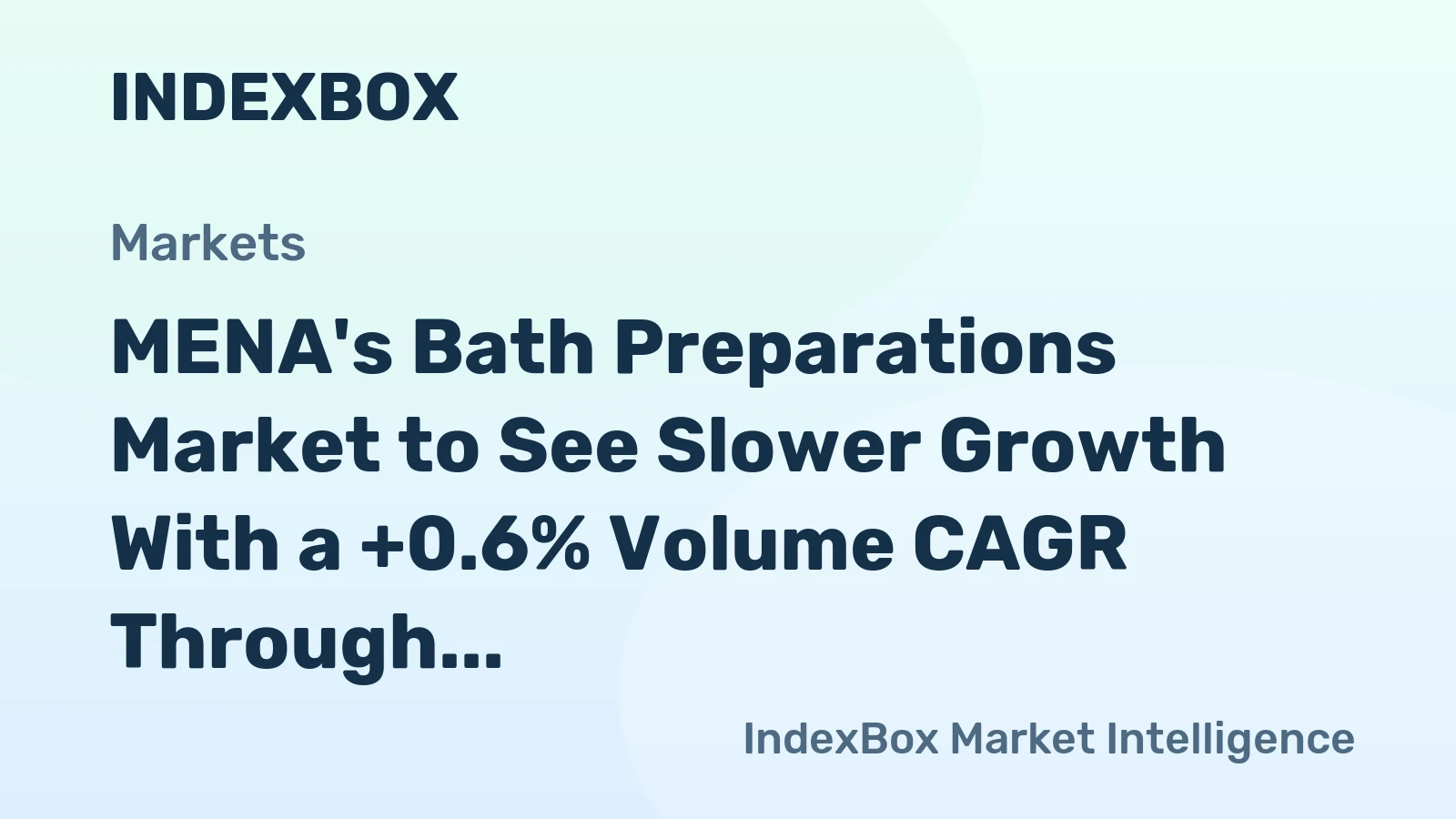 MENA's Bath Preparations Market to See Slower Growth With a +0.6% Volume CAGR Through 2035