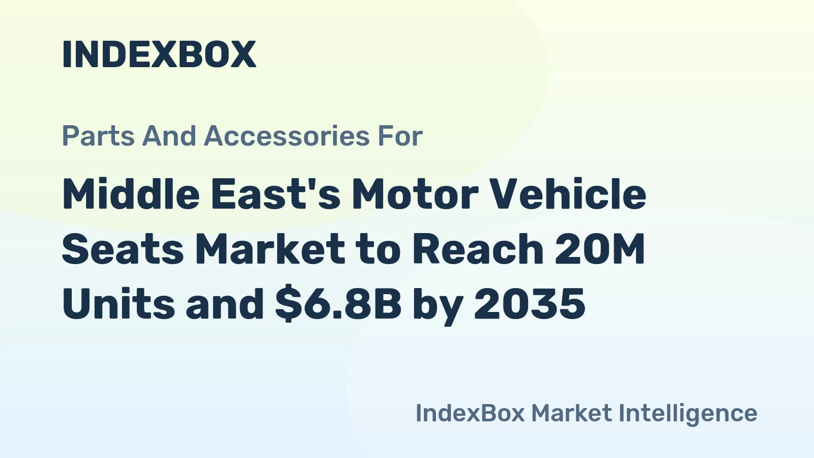 Middle East's Motor Vehicle Seats Market to Reach 20M Units and $6.8B by 2035