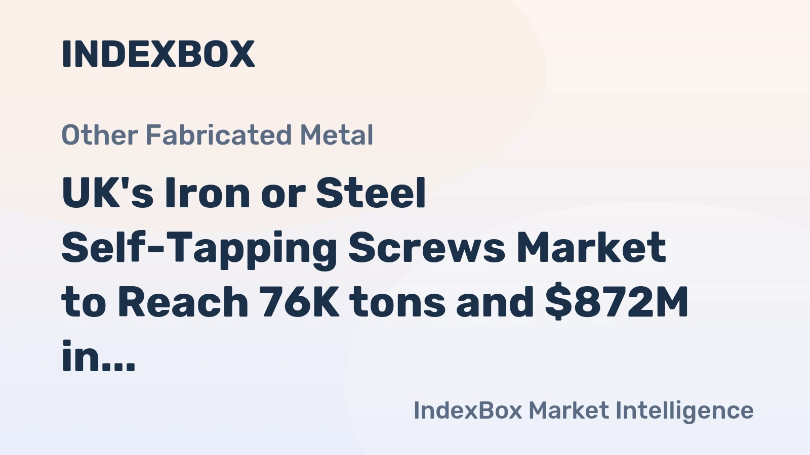 UK's Iron or Steel Self-Tapping Screws Market to Reach 76K tons and $872M in Value by 2035