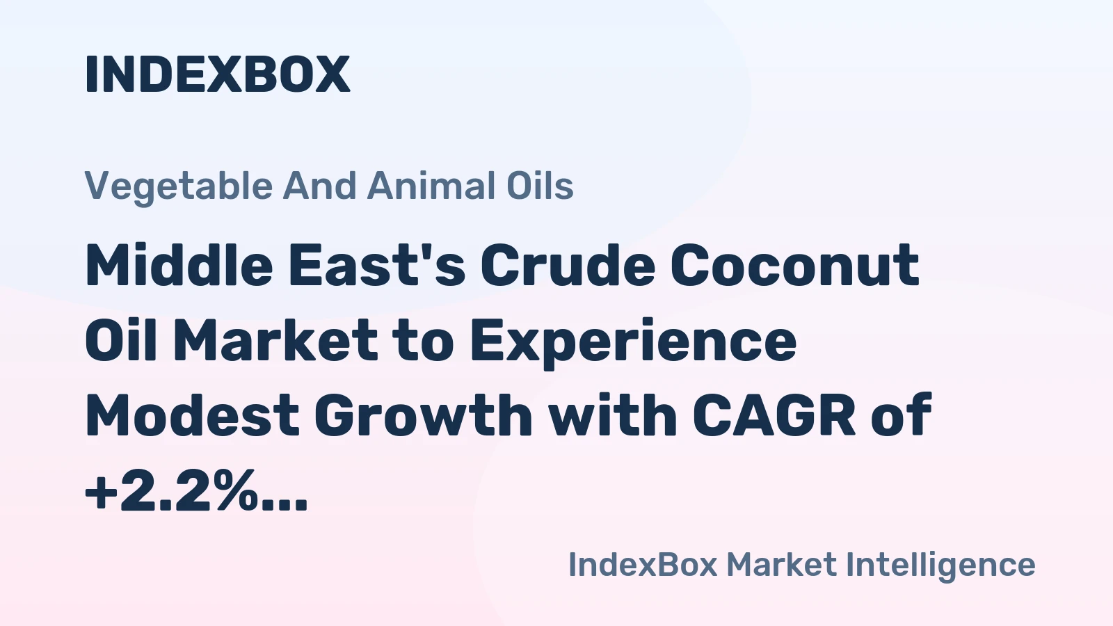 Middle East's Crude Coconut Oil Market to Experience Modest Growth with CAGR of +2.2%