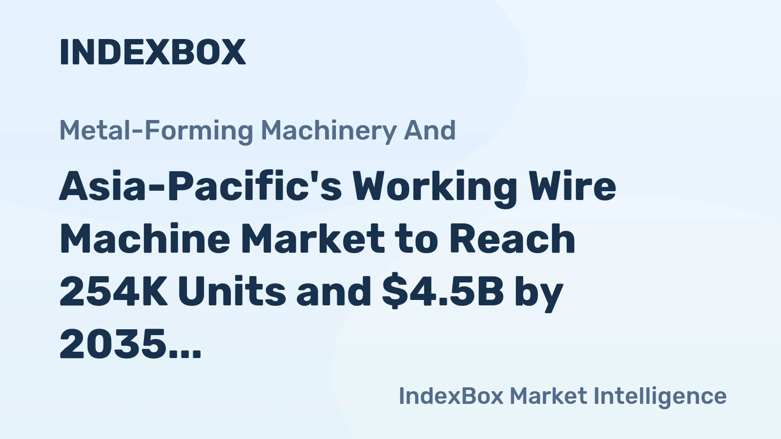 Asia-Pacific's Working Wire Machine Market to Reach 254K Units and $4.5B by 2035