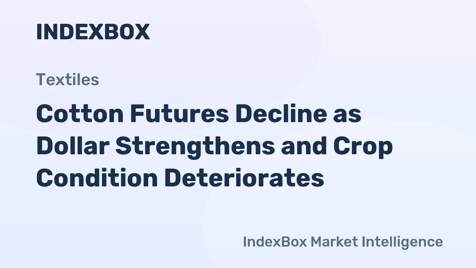 Cotton Futures Decline as Dollar Strengthens and Crop Condition Deteriorates