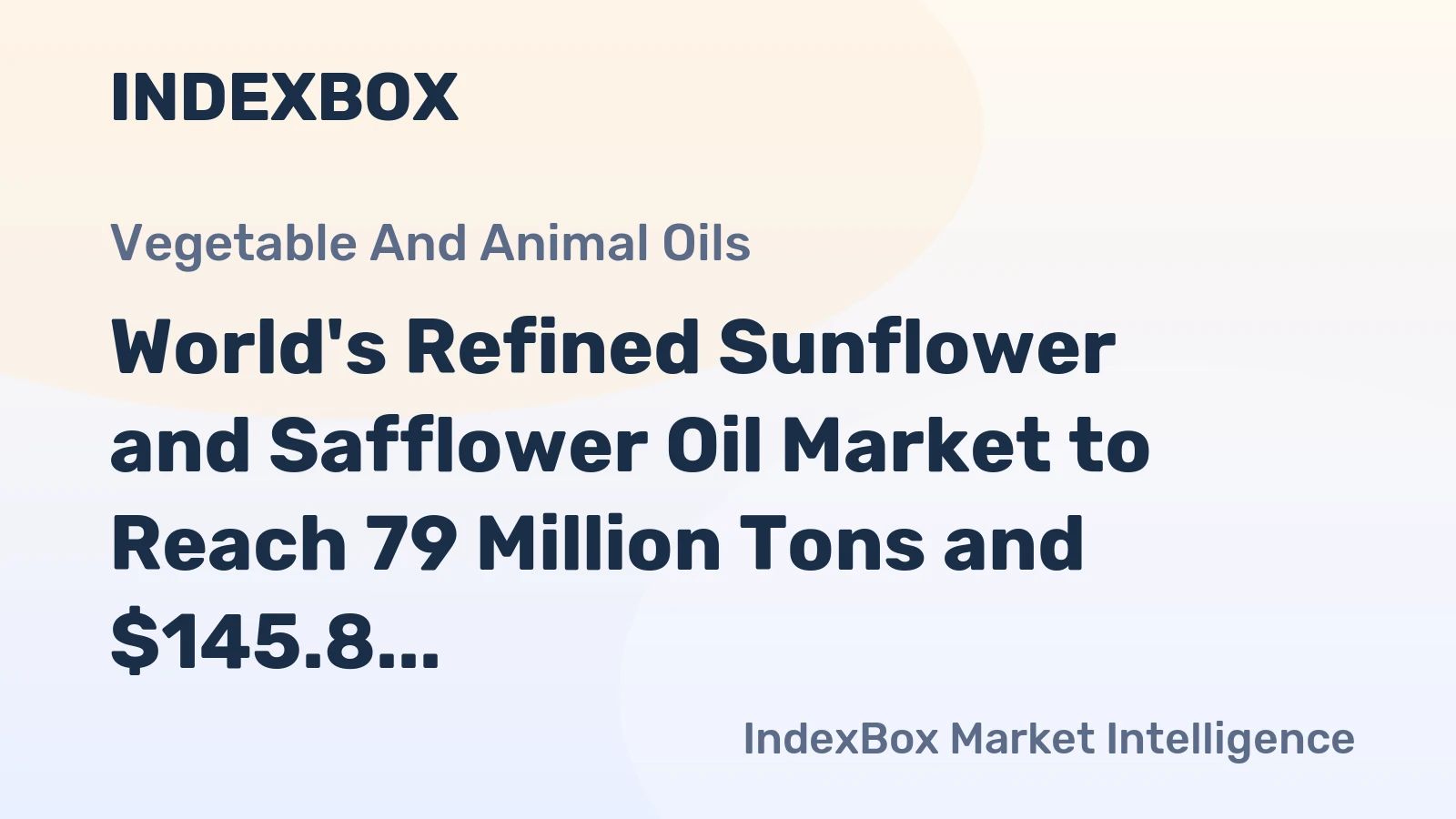 World's Refined Sunflower and Safflower Oil Market to Reach 79 Million Tons and $145.8 Billion by 2035