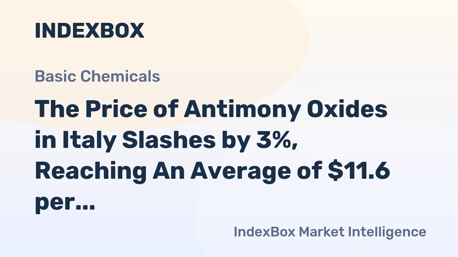 The Price of Antimony Oxides in Italy Slashes by 3%, Reaching An Average of $11.6 per kg