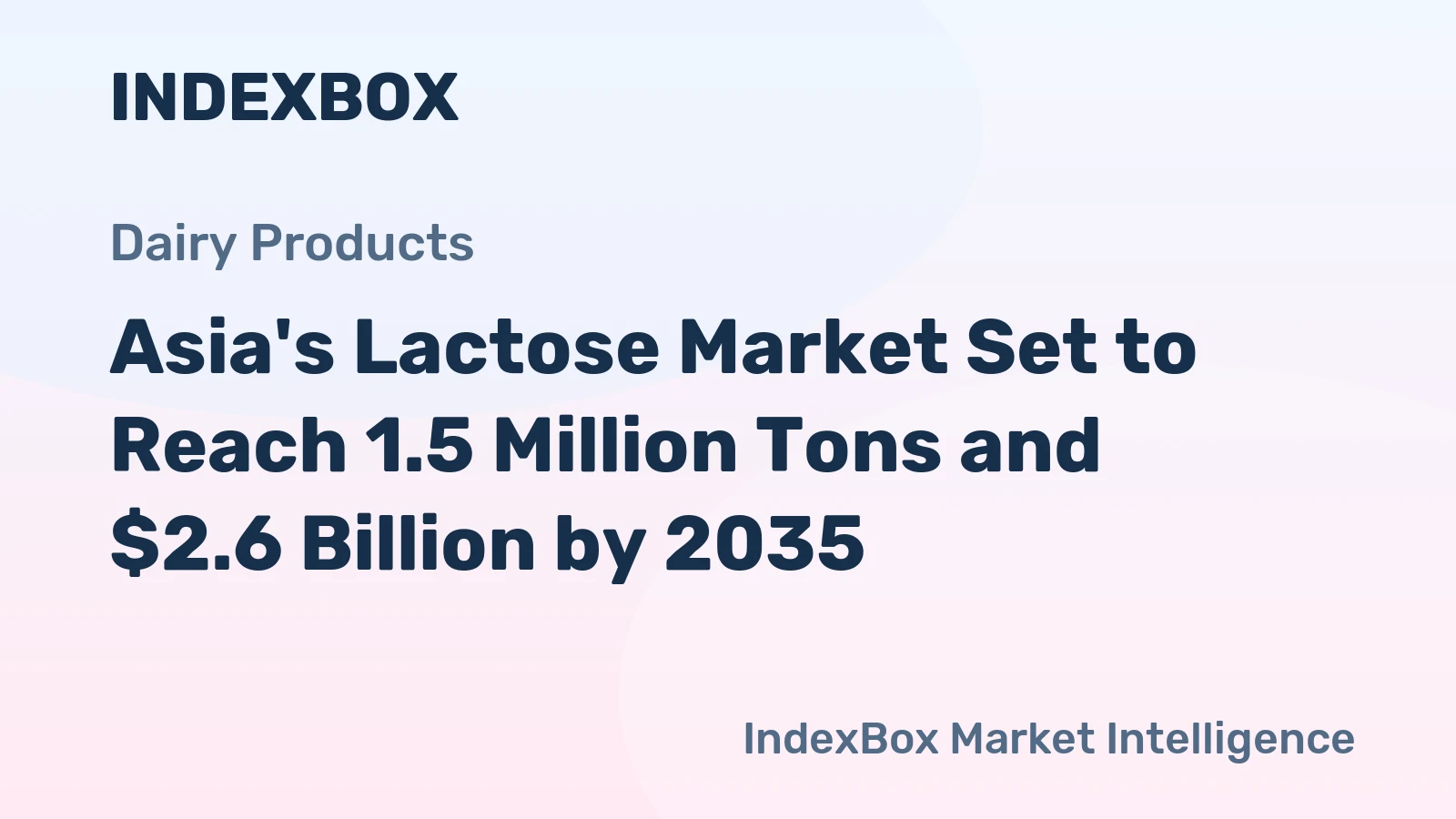 Asia's Lactose Market Set to Reach 1.5 Million Tons and $2.6 Billion by 2035