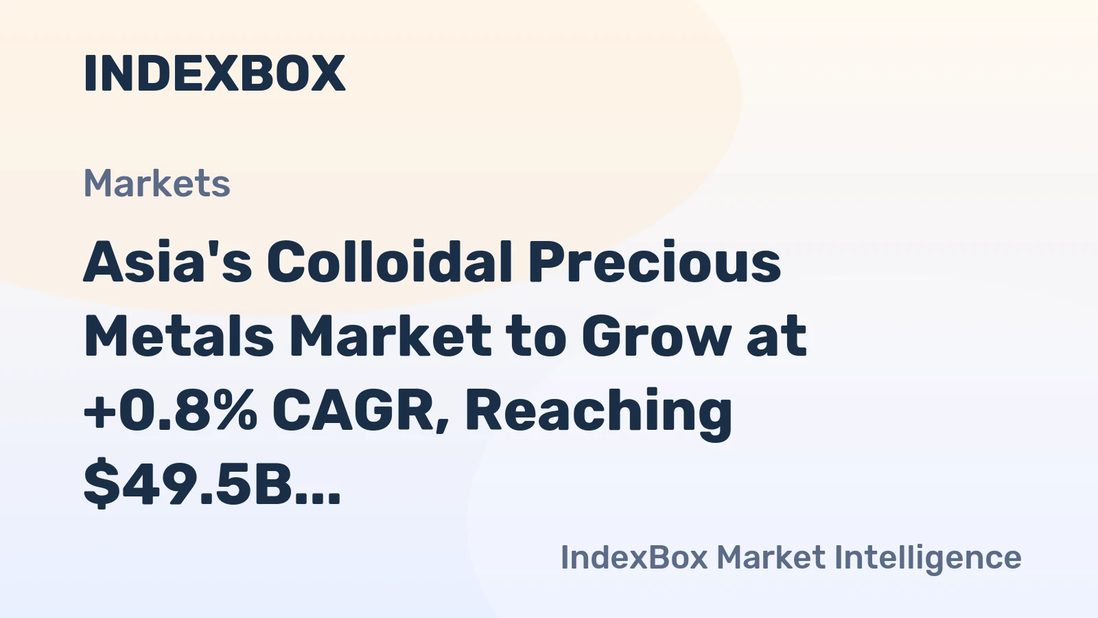 Asia's Colloidal Precious Metals Market to Grow at +0.8% CAGR, Reaching $49.5B by 2035