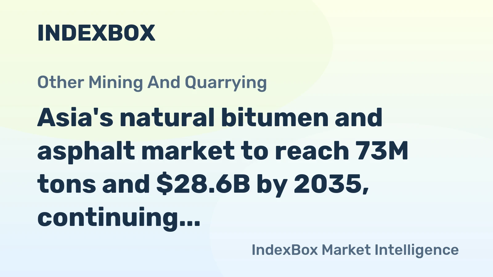 Asia's natural bitumen and asphalt market to reach 73M tons and $28.6B by 2035, continuing its upward trend.