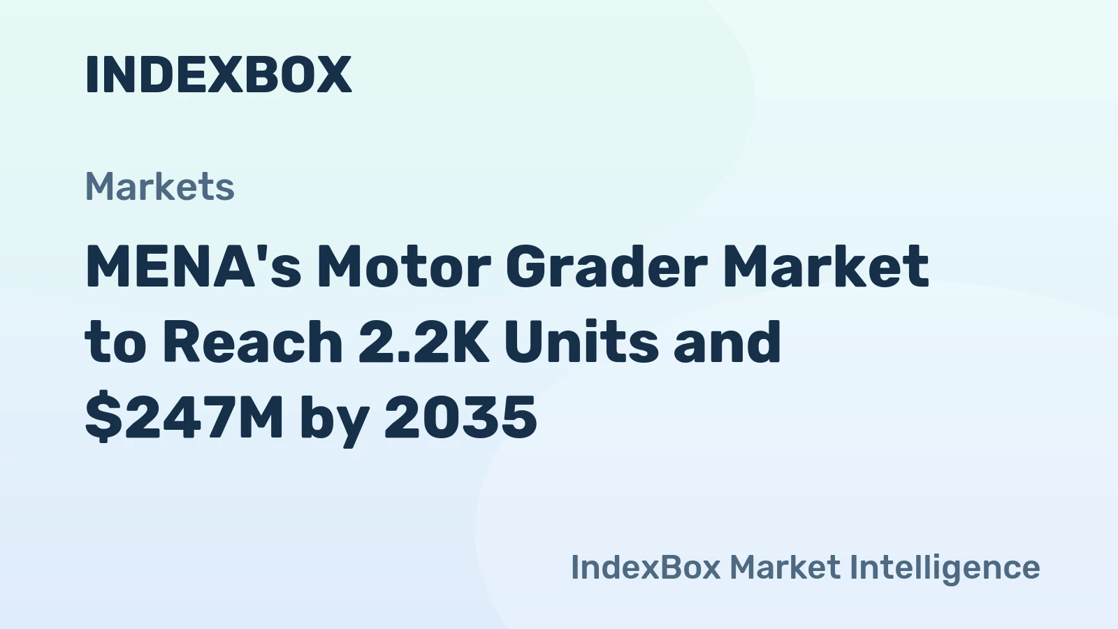 MENA's Motor Grader Market to Reach 2.2K Units and $247M by 2035