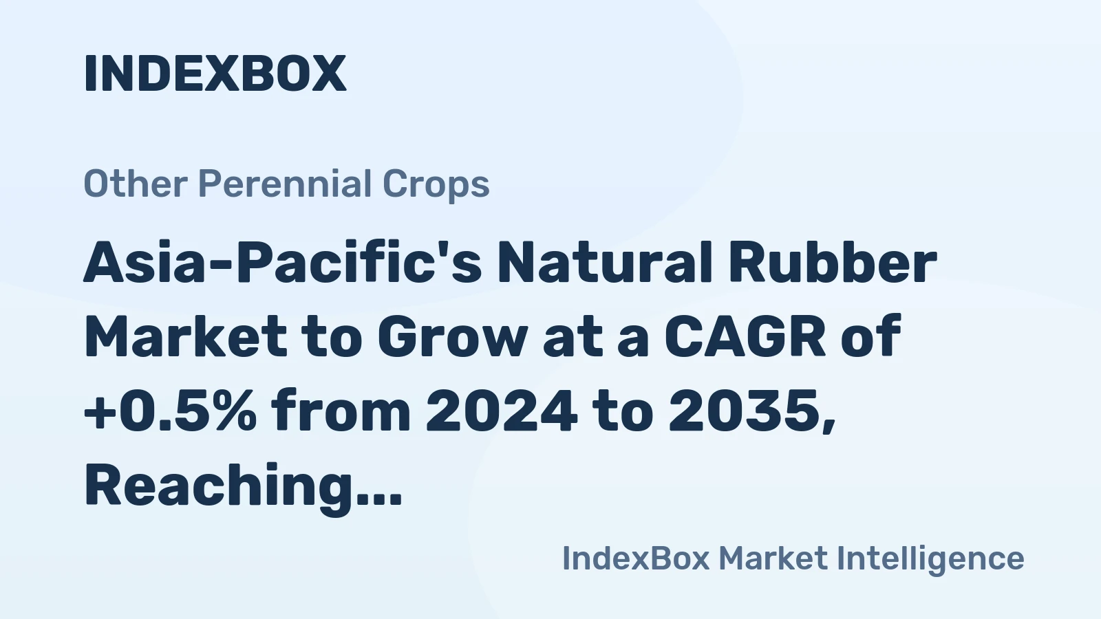 Asia-Pacific's Natural Rubber Market to Grow at a CAGR of +0.5% from 2024 to 2035, Reaching $21.2B in Value by 2035