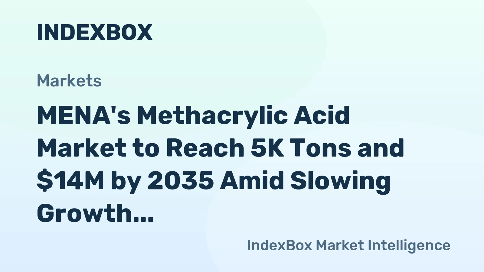 MENA's Methacrylic Acid Market to Reach 5K Tons and $14M by 2035 Amid Slowing Growth
