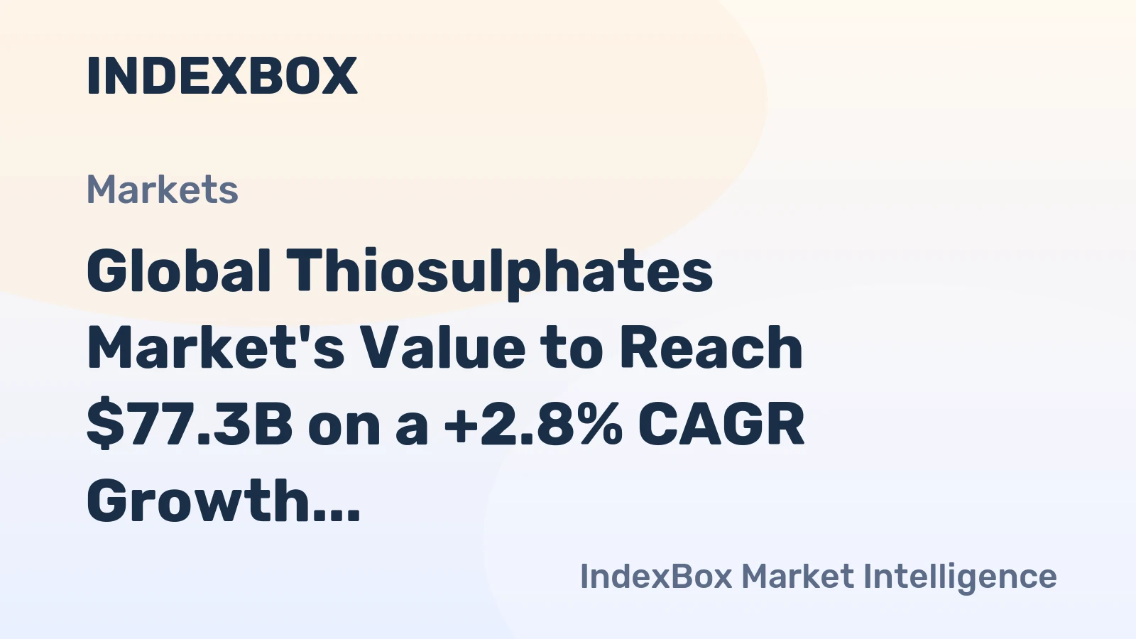 Global Thiosulphates Market's Value to Reach $77.3B on a +2.8% CAGR Growth Trajectory