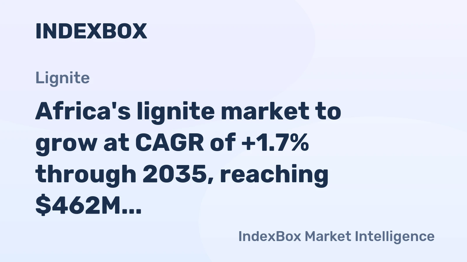 Africa's lignite market to grow at CAGR of +1.7% through 2035, reaching $462M in value