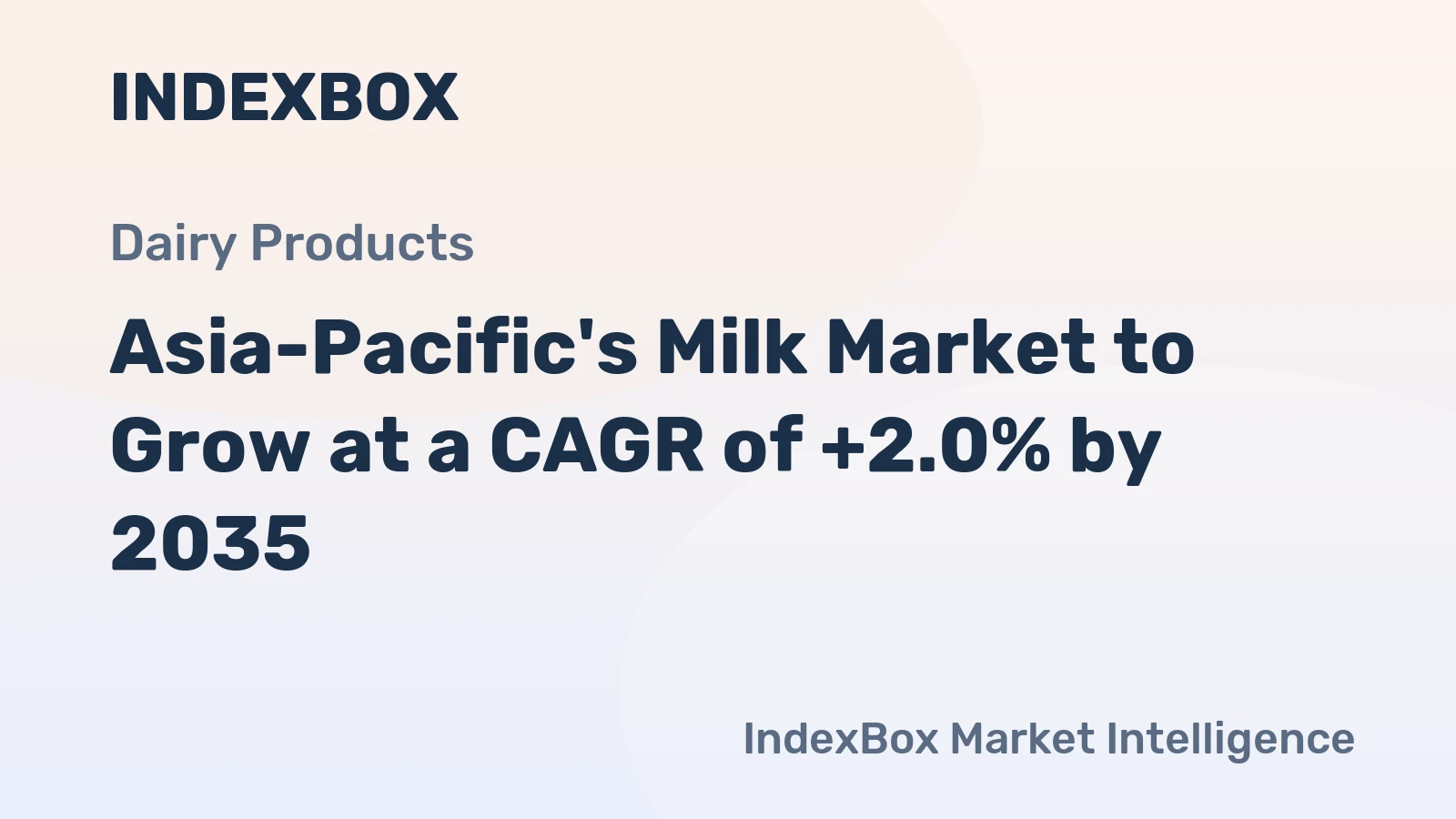 Asia-Pacific's Milk Market to Grow at a CAGR of +2.0% by 2035