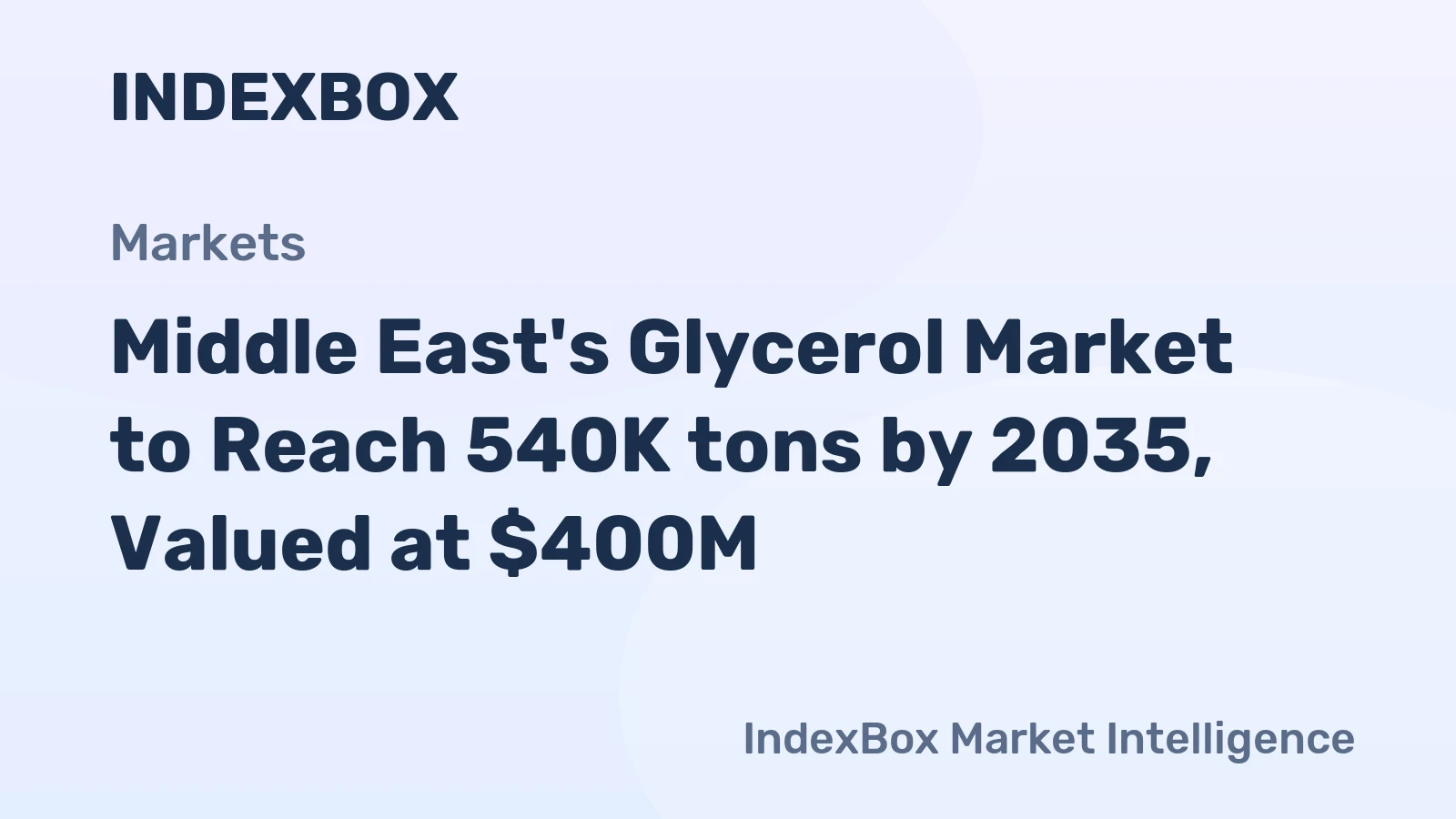Middle East's Glycerol Market to Reach 540K tons by 2035, Valued at $400M