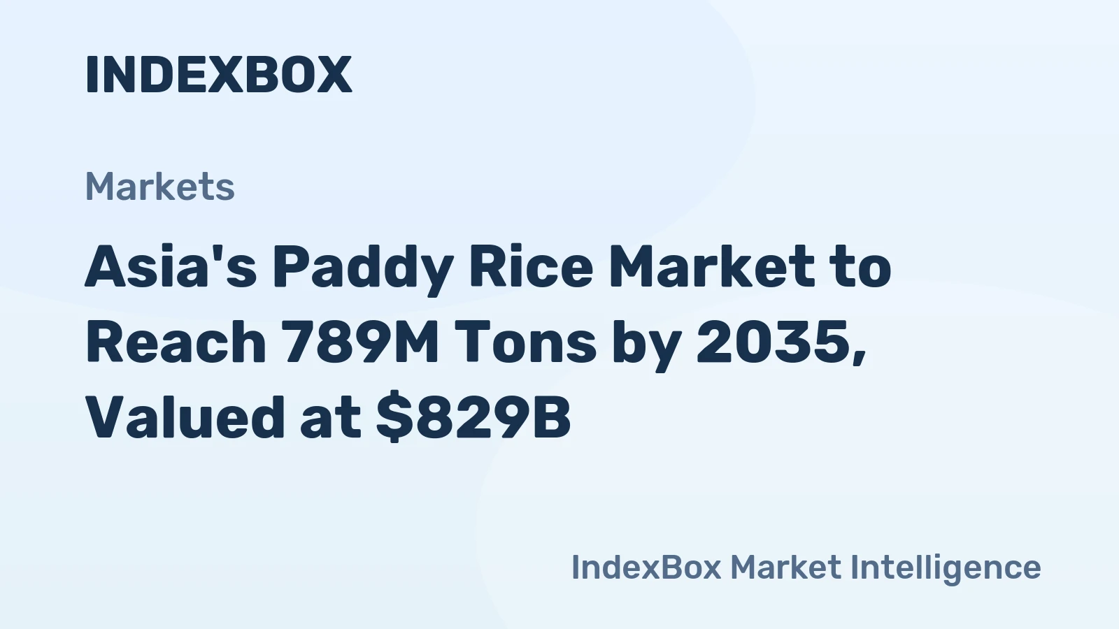 Asia's Paddy Rice Market to Reach 789M Tons by 2035, Valued at $829B