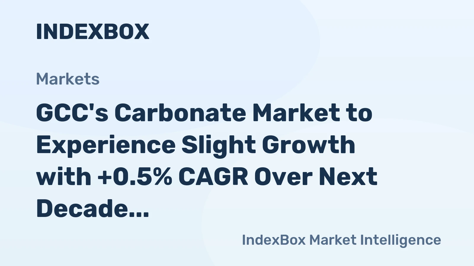 GCC's Carbonate Market to Experience Slight Growth with +0.5% CAGR Over Next Decade