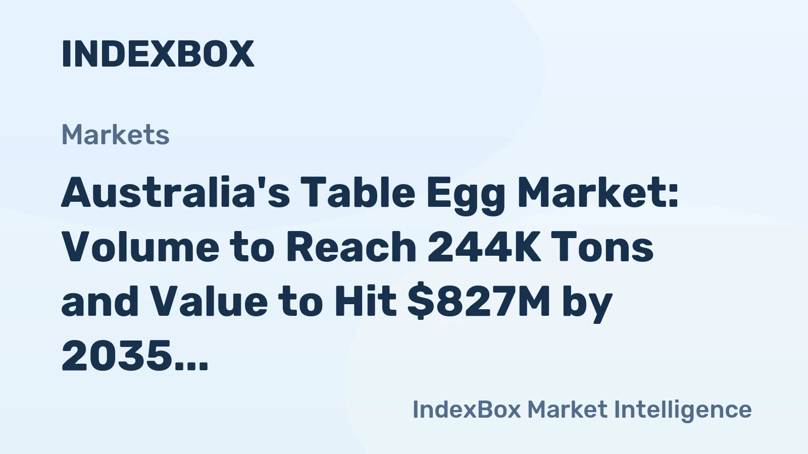 Australia's Table Egg Market: Volume to Reach 244K Tons and Value to Hit $827M by 2035