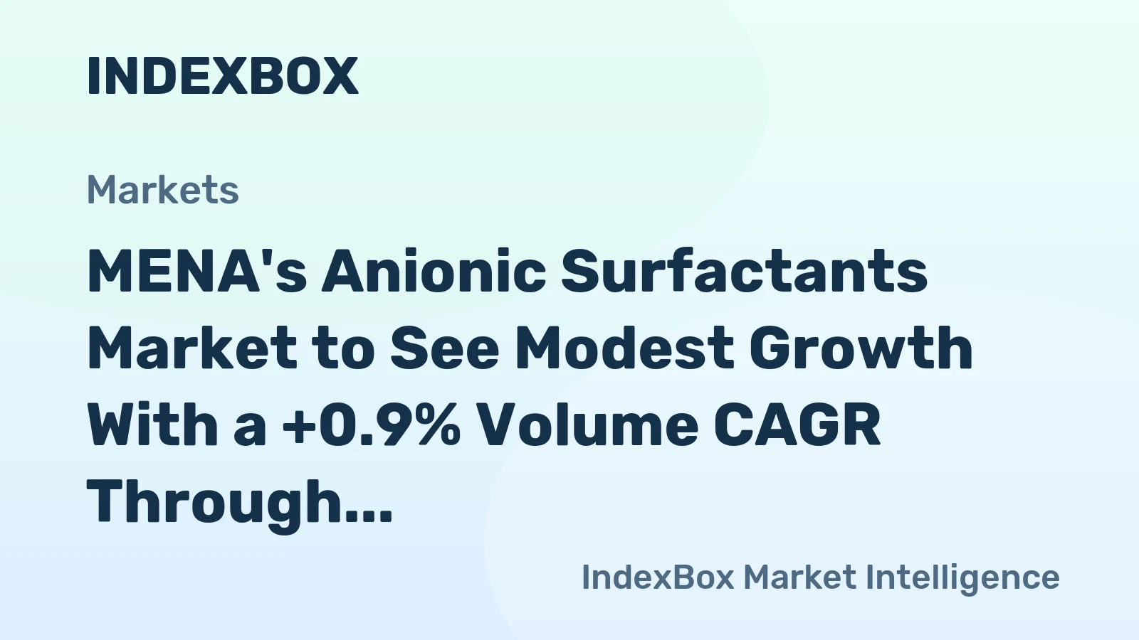 MENA's Anionic Surfactants Market to See Modest Growth With a +0.9% Volume CAGR Through 2035