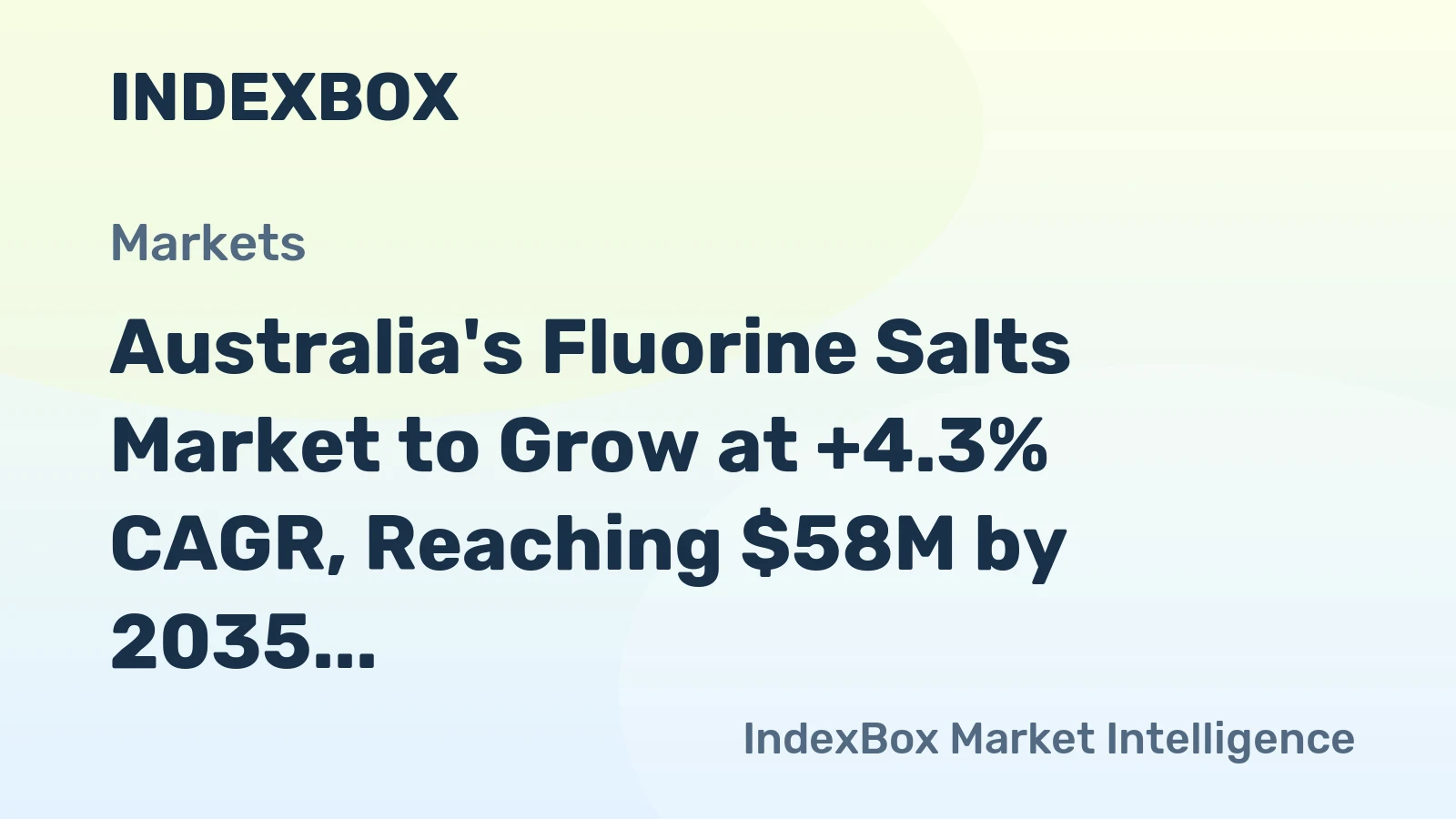 Australia's Fluorine Salts Market to Grow at +4.3% CAGR, Reaching $58M by 2035