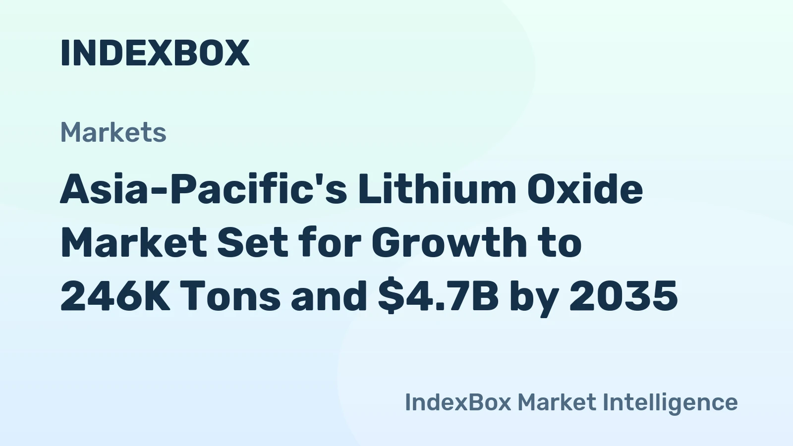 Asia-Pacific's Lithium Oxide Market Set for Growth to 246K Tons and $4.7B by 2035