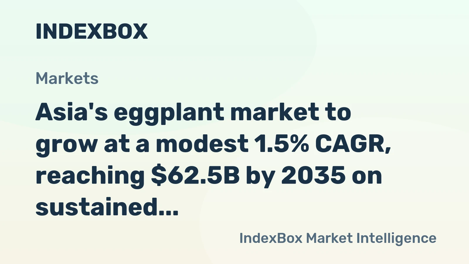 Asia's eggplant market to grow at a modest 1.5% CAGR, reaching $62.5B by 2035 on sustained regional demand.